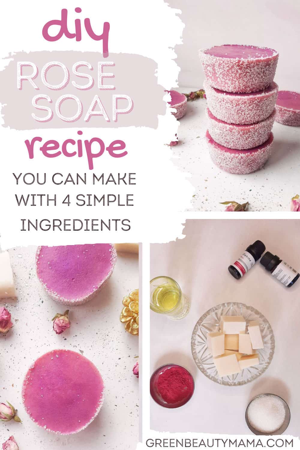 Easy Rose Soap Recipe - greenbeautymama.com